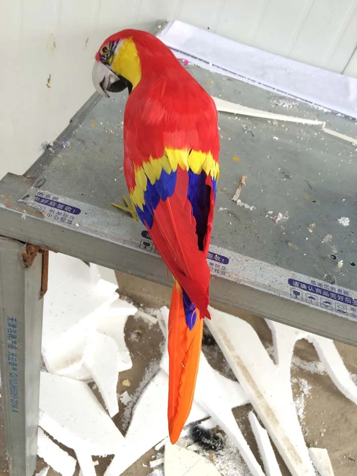 New Simulation Turn Back Parrot Toy Polyethylene & Furs Red Parrot Gift ...