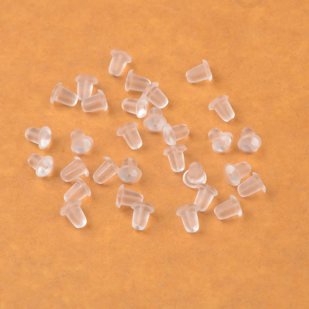 500 PCS/lot Soft Silicone Clear White Rubber Earring Back Stoppers DIY ...
