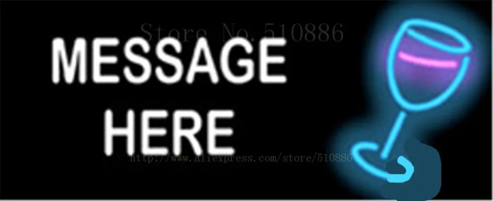 Custom Message Wine Glass Neon Sign Real Glass Beer Bar Pub Light Signs ...