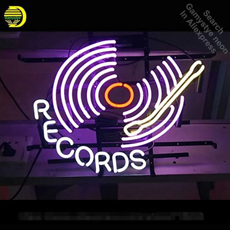 Neon Sign For Records Neon Tube Sign Commercial Light Handcraft Lamp ...