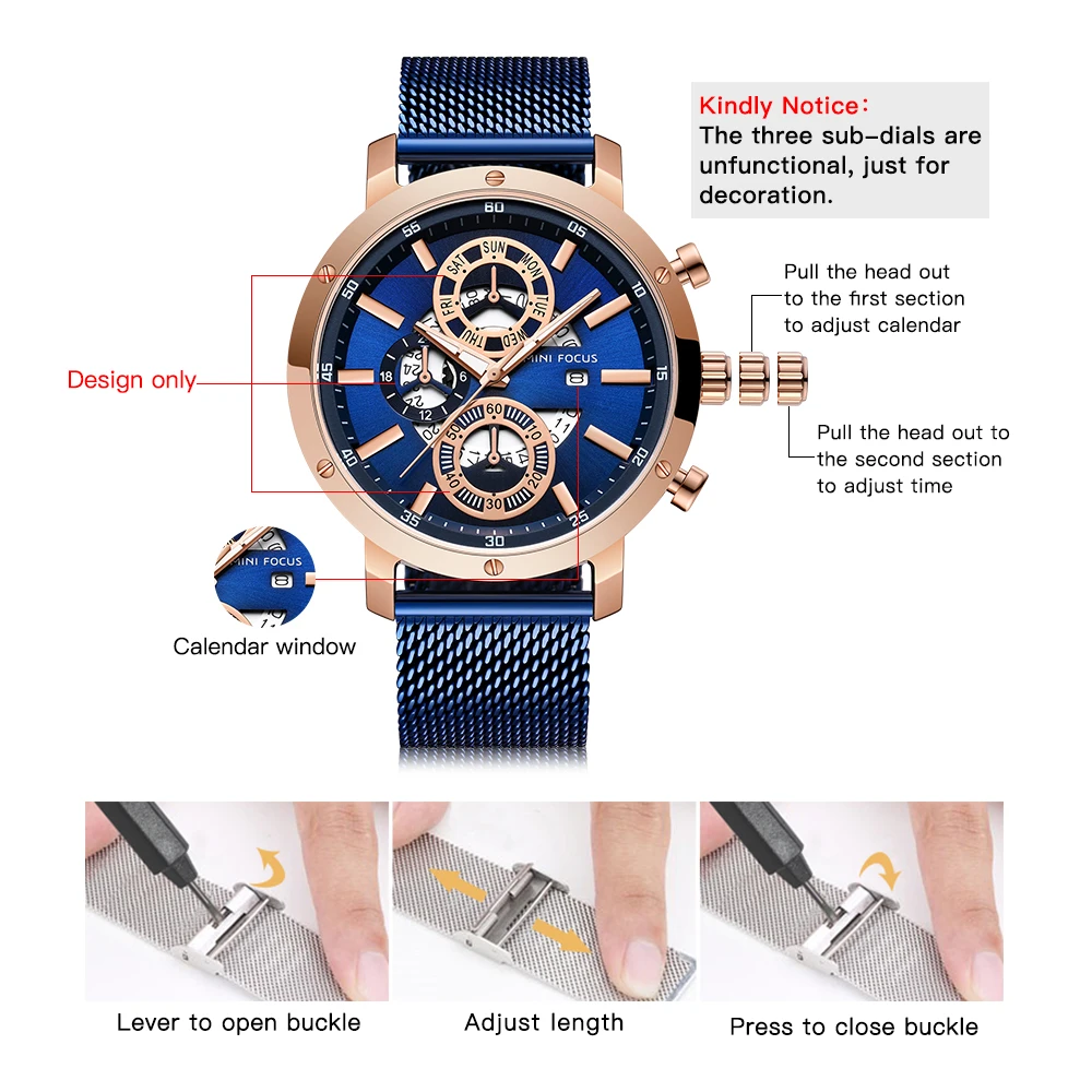 MINIFOCUS повседневные мужские спортивные часы лучший бренд Роскошные Кварцевые часы мужские ...