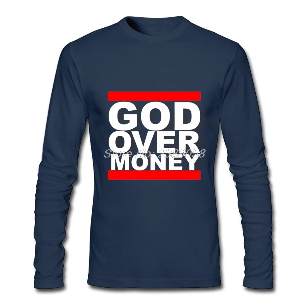 New Arrival Men Shirts Long Sleeve God Over Money Popular Brand Tee ...