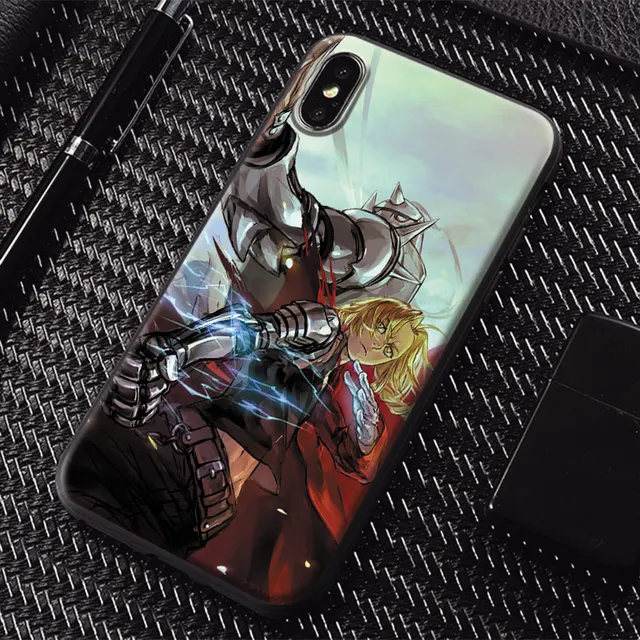 FullMetal Alchemist Anime Tempered Glass Phone Case Shell Soft Silicone ...