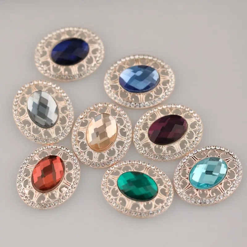 Retail Crystal Oval Diamond Rhinestone Buttons Flat Back For Diy Hair ...