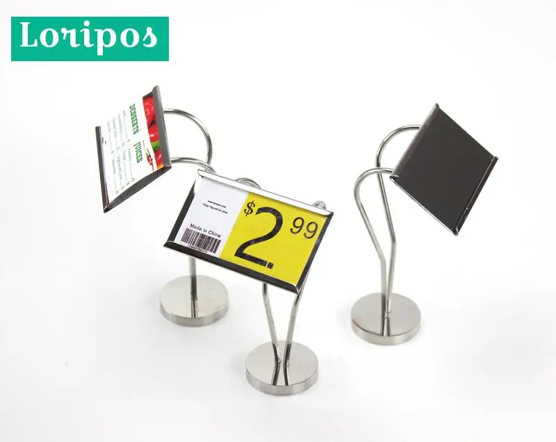 Silvery Metal Name Card Display Table Stand Sea Food Store Price Label ...
