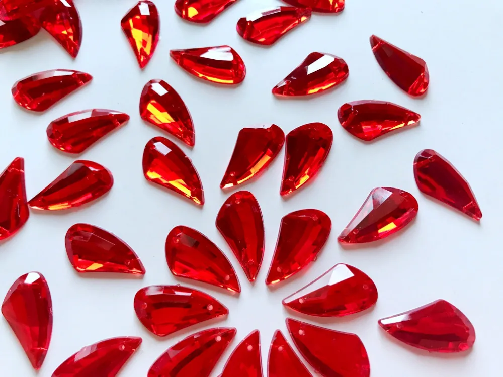 Piedras para coser diamantes de imitación, cristal acrílico rojo, Parte ...