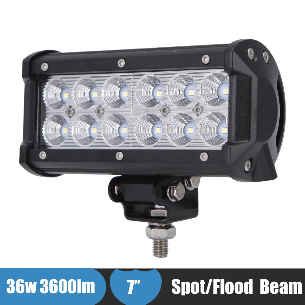 36W 7'' Offroad LED Work Light Bar SUV 4WD ATV Boat Truck Car ...