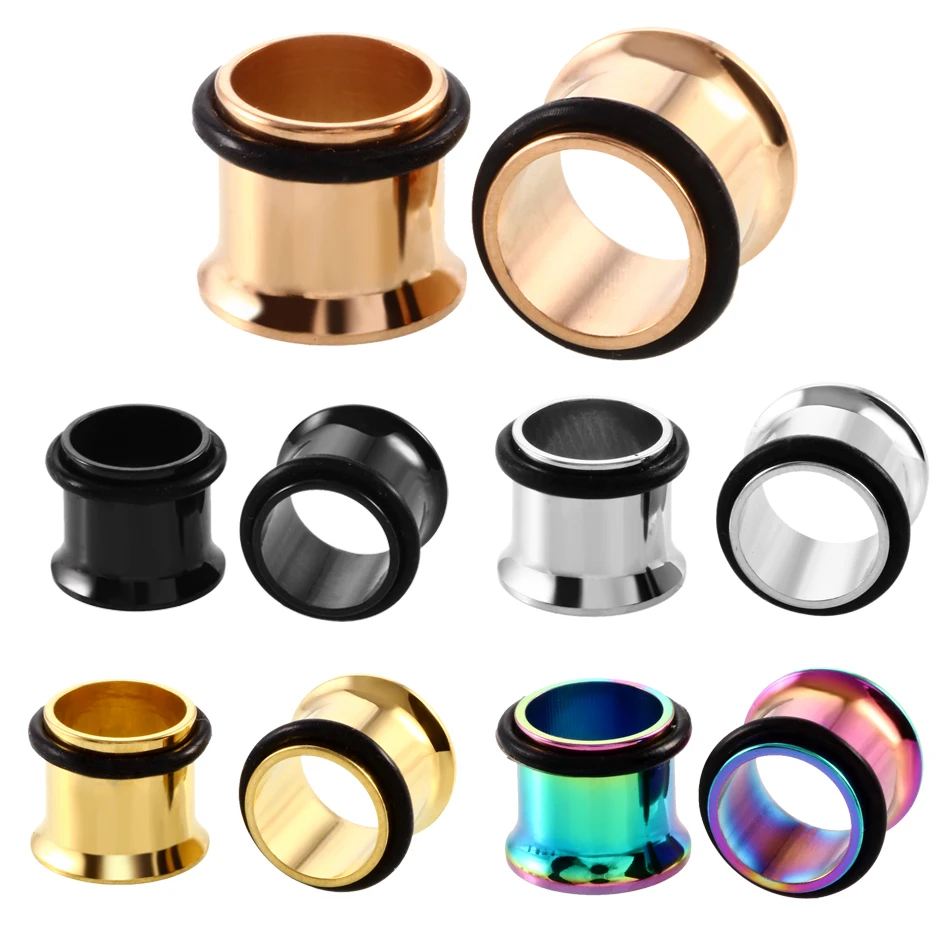 2Pcs-set-1-6-25mm-Stainless-Steel-Ear-Gauges-Tunnels-Hollow-Plugs ...