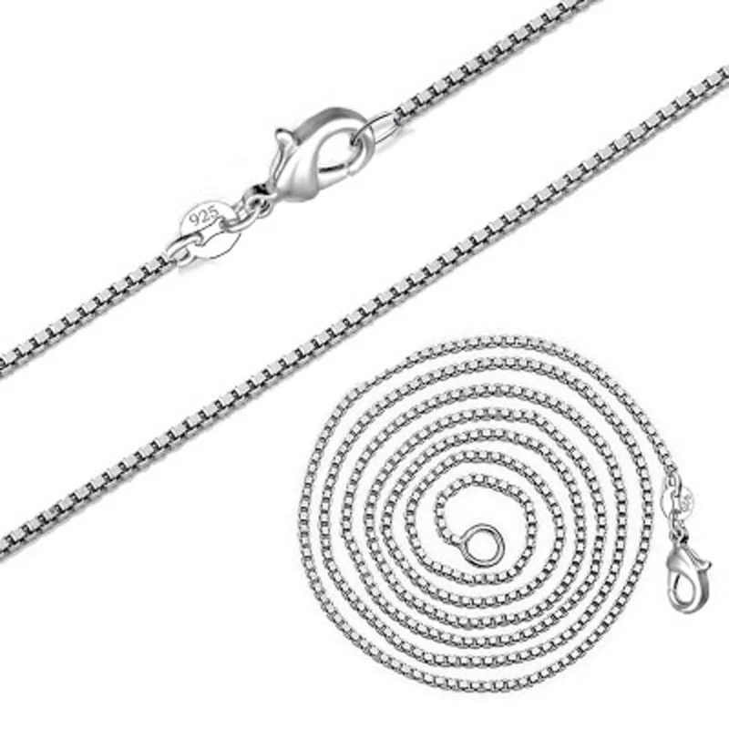 Factory Price Width 1MM 925 Sterling Silver Box Chain Necklaces For ...