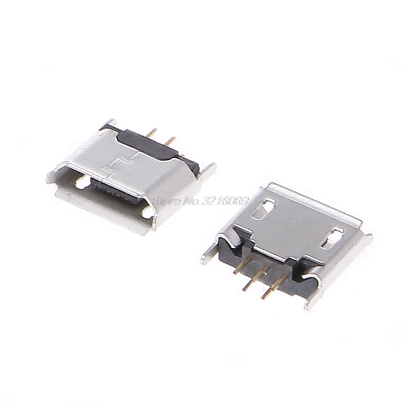 10 Pcs Micro Usb Type B Female Socket 180 Degree 5-pin Smd Smt ...