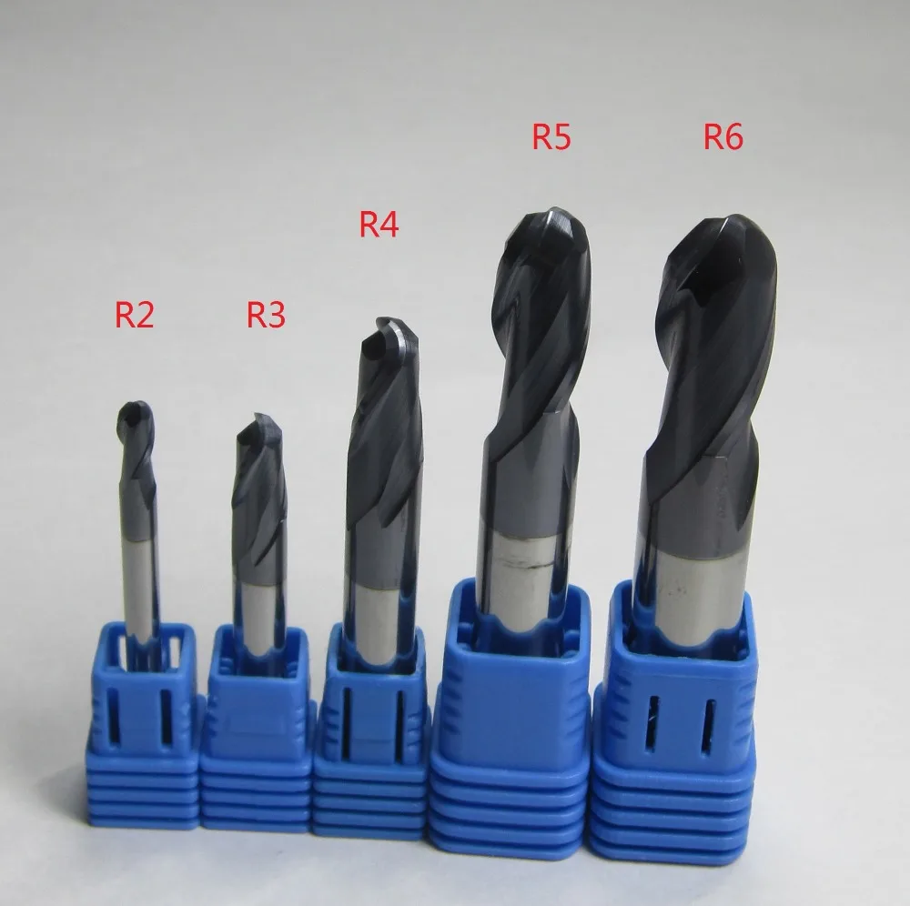 5PCS DIA 4MM 6MM 8MM 10MM 12mm HRC45 Carbide Ball Nose End Mills CNC ...
