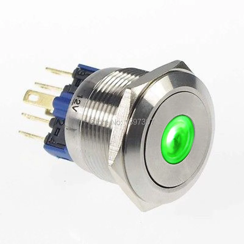 Interruptor de botón pulsador momentáneo iluminado con puntos verdes de ...