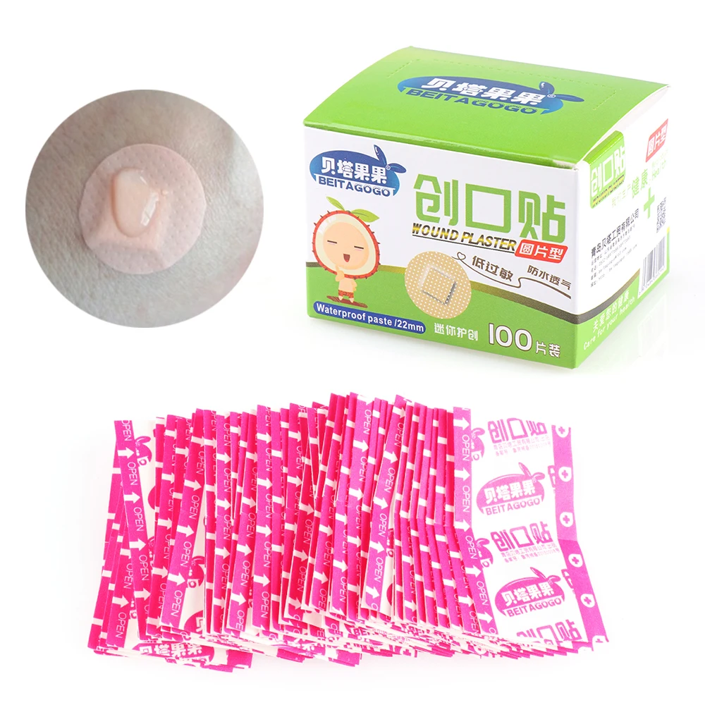 100Pcs Round Bandage Aid Wound Plaster Sterile Hemostasis Stickers ...