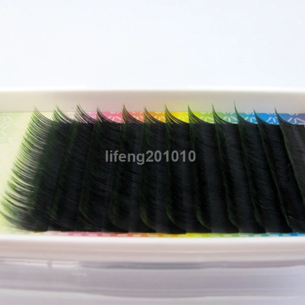 4 Trays Green Individual Mink False Eyelashes Extension Fake Eye Lash ...