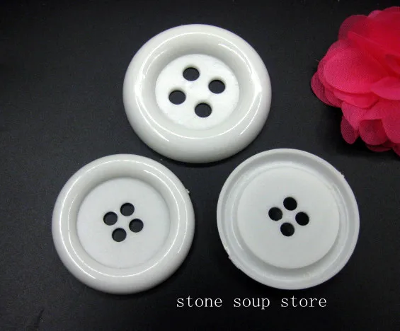 3-10pcs Super Big White Buttons 5/6.5/7cm Great Circle Edge 4 Hole ...