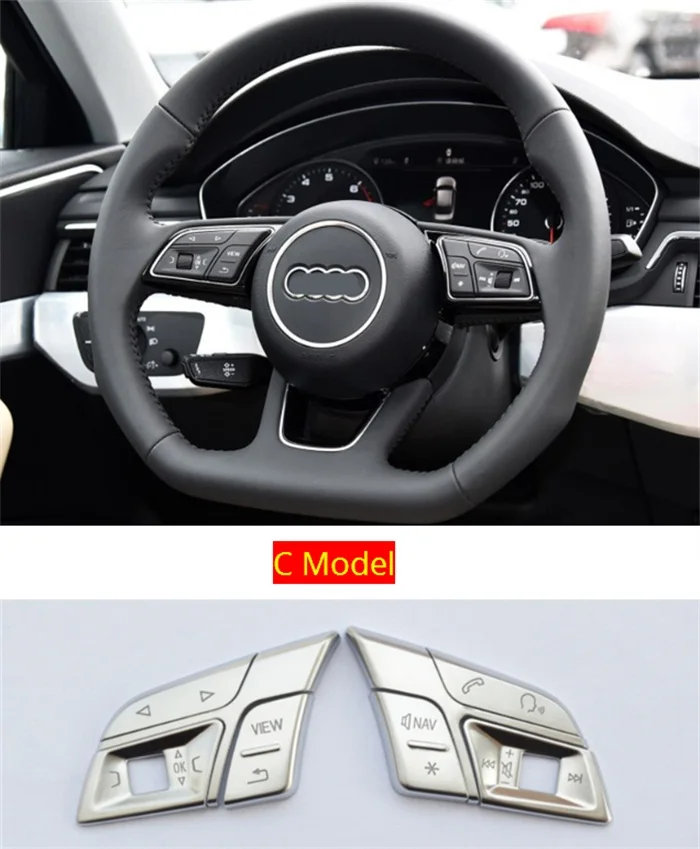 Автомобильный Стайлинг, кнопки рулевого колеса, накладка, наклейки для Audi Q3 Q5 A1 A3 8V A4 B9 ...