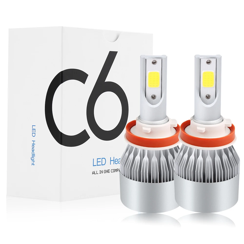 1 пара авто H8 H11 H7 H4 H1 светодиодный фары 6000K холодный белый 80 Вт 8000лм 9005 9006 COB ...