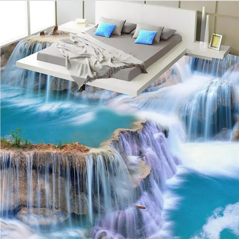 Beibehang Waterfalls Water Production 3d Stereoscopic Floor Tiles To