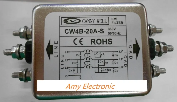 Мощность EMI фильтр CW4B 10A 20A 30A 40A S Трехфазный AC380V очистки
