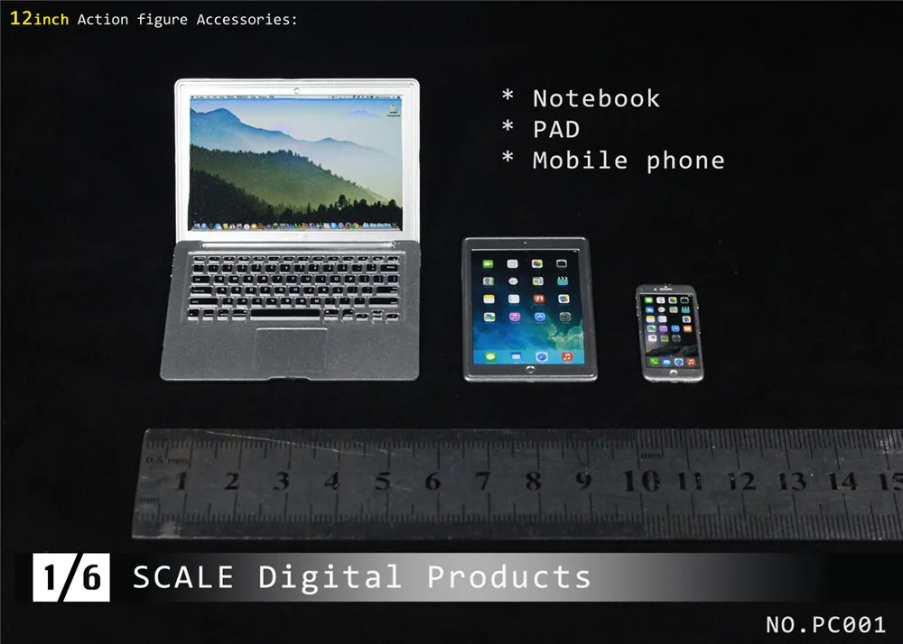 Mini 1/6 Scale Notebook / Pad/ Smart Phone Model Sence Accessories For ...