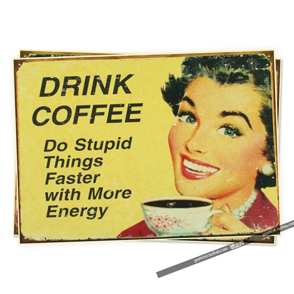 drink-coffee-Humor-posters-retro-poster-vintage-home-decor-adornment ...