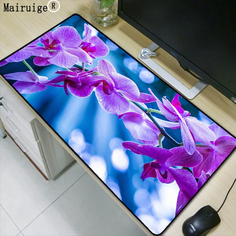 Mairuige Purple Flowers Large Gaming Mouse Pad 300*800*2mm Speed ...