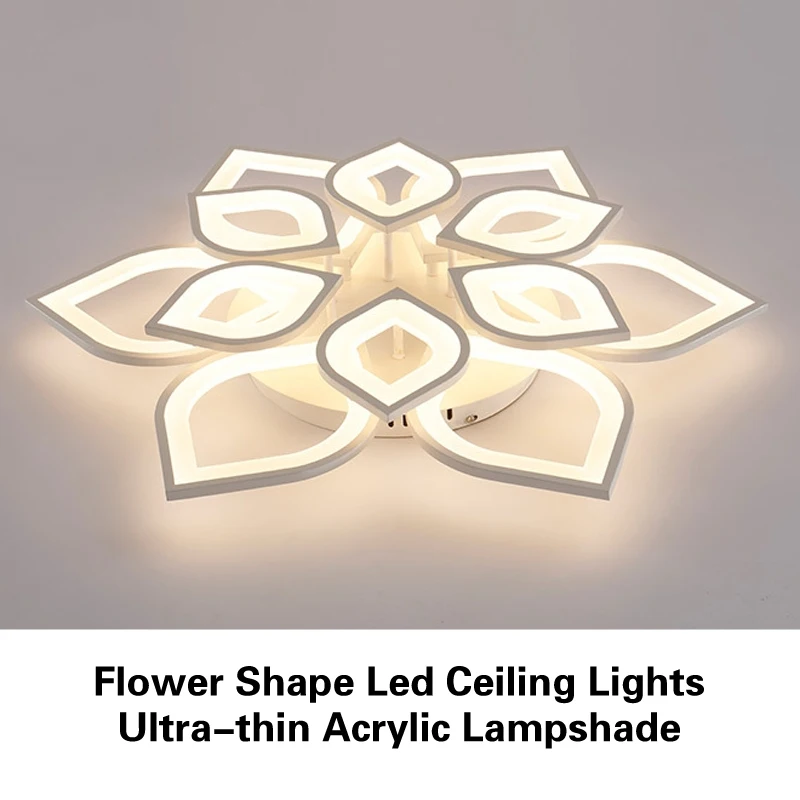 Flower Shape Led Ceiling Lights Ultra thin Acrylic Lampshade Living ...
