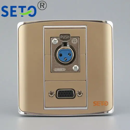 86 Type 2 Ports Female XLR Microphone +VGA Outlet Keystone Faceplate ...