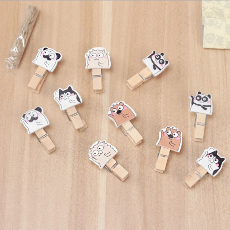 10Pcs/lots Panda dog cartoon wood clip Photo Paper Postcard Craft DIY ...