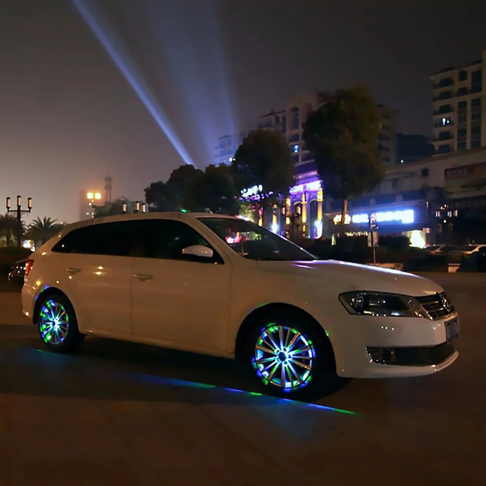 4 unids Recargable Solar LLEVÓ Luces de Ruedas para Coches Automáticos ...