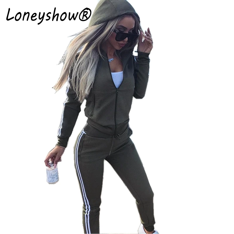 2017 Casual Tracksuit Women 2 Pieces Set Outtwear Sweatsuit Zipper