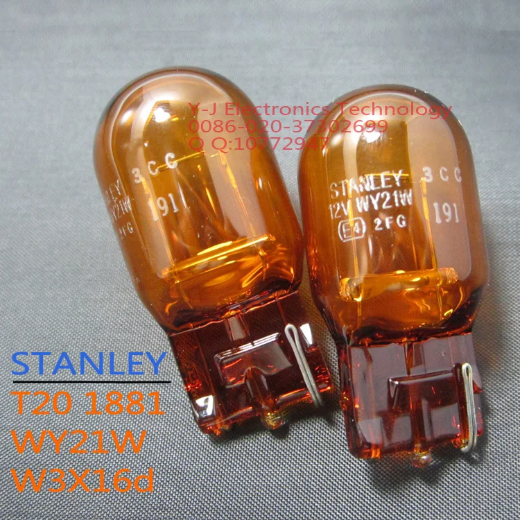 STANLEY original 12V WY21W T20 monofilament big flat plug amber ...