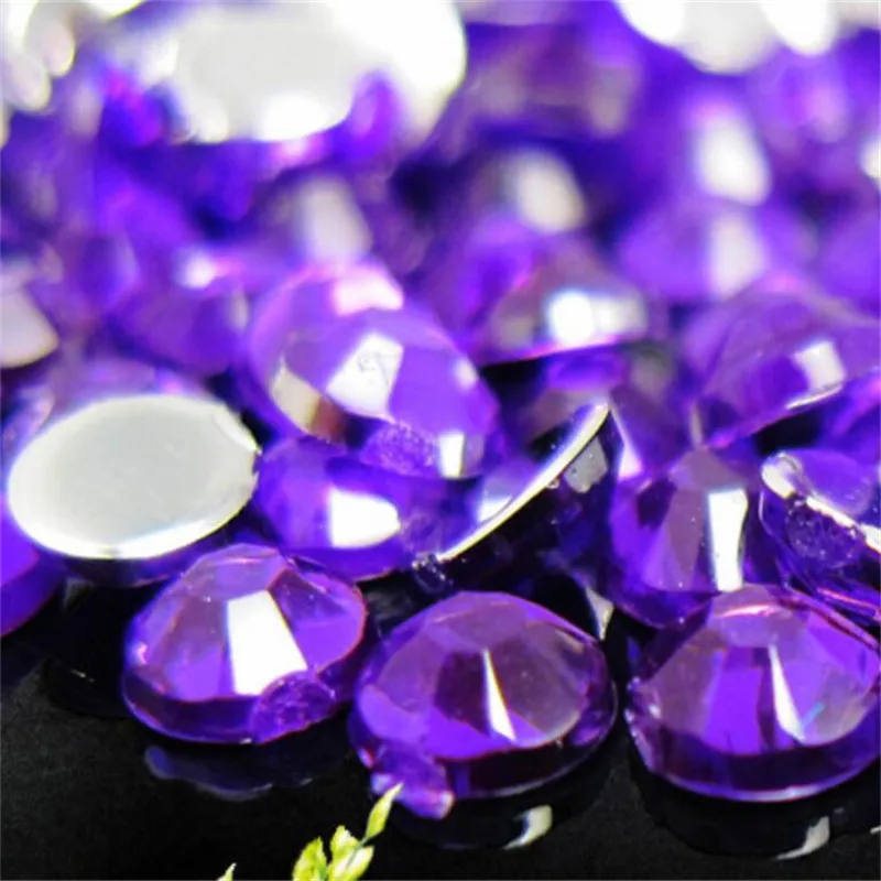 2 12MM DIY Bling Purple Color Round Acrylic Rhinestones Flatback ...