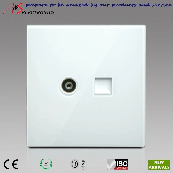 Tv Antenna Outlet+internet Data Outlet Wall Socket With Glass Cover ...