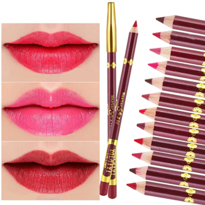 1 Set/12 Colors Professional Beauty Makeup Lip Pencil Lip Liner Set ...