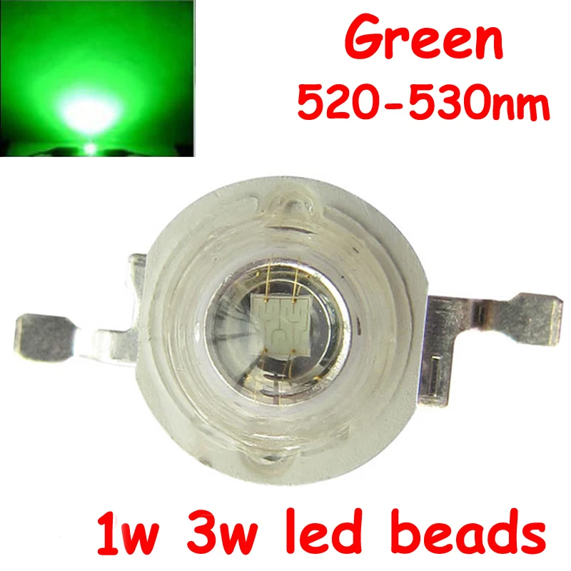 밝은 녹색 520nm 530nm LED 칩 비즈 라이트, 10 개/몫 1W 2W 3W 30 밀 45 밀 80LM|chip ...