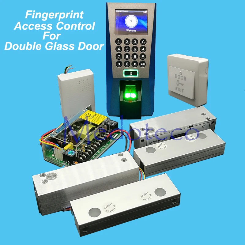 Full F18 Fingerprint Access Control System Kit Double Frameless Glass ...