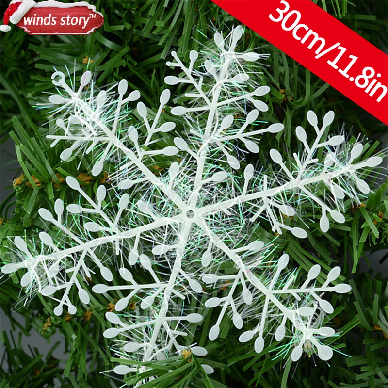 Christmas Ornament 20pcs/30cm White Plastic Christmas Snowflake Decor ...