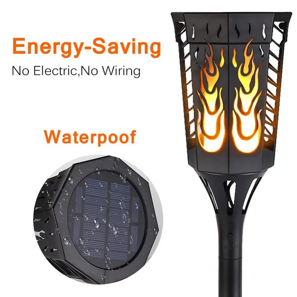 Led Solar Flickering Light Waterproof Led Flame Torch Solar Powered