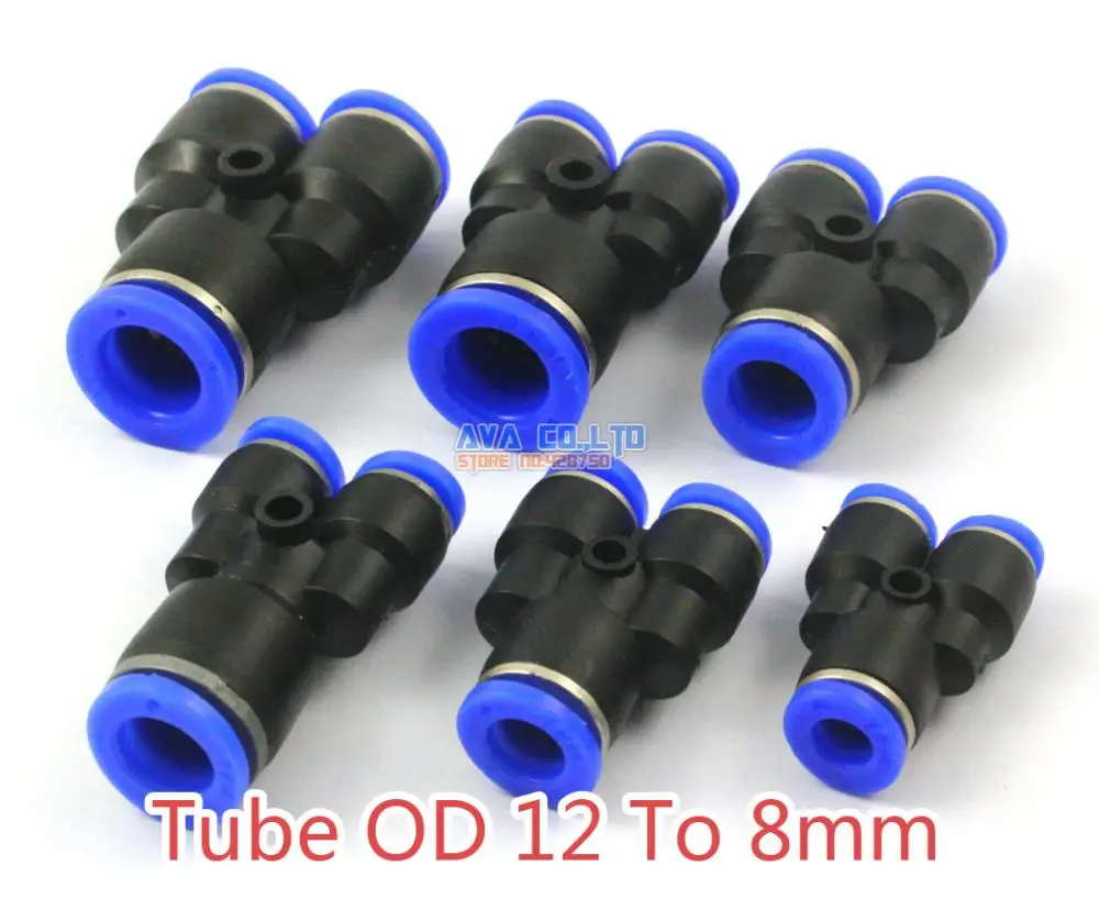 10 Pieces Pneumatic Y Reduced Union Tube OD 12 To 8mm Air Push In To 10 Pieces Pneumatic Y Reduced Union Tube OD 12 To 8mm Air Push In To