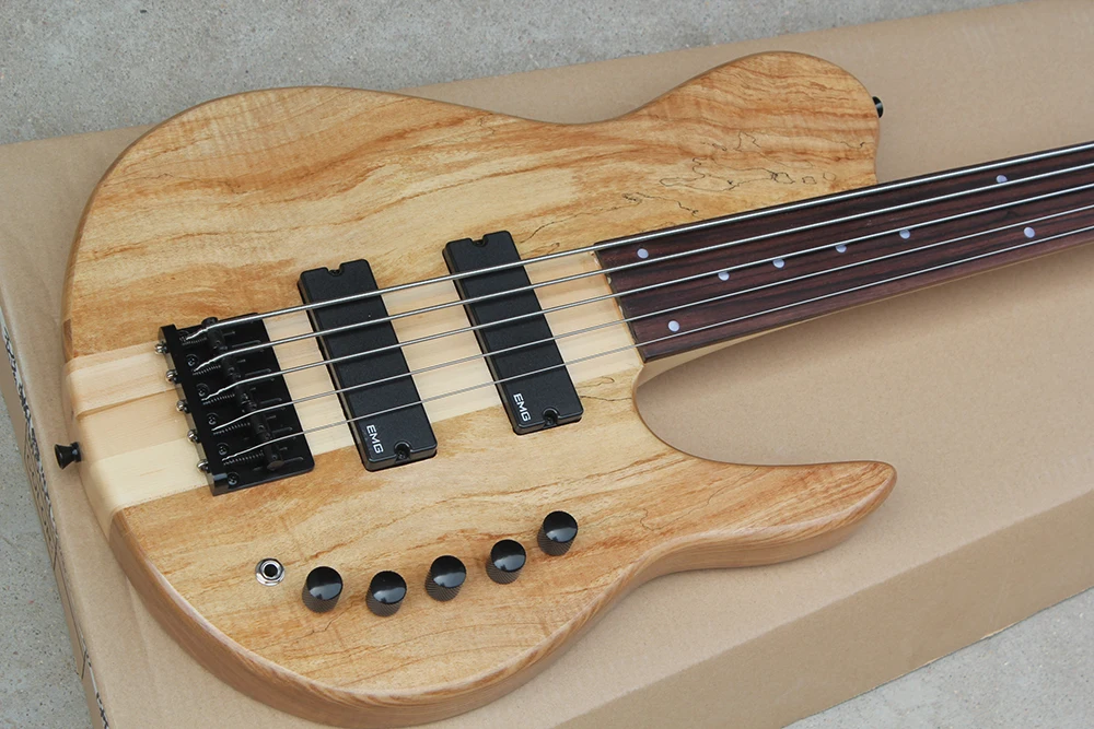 Factory custom 5 strings ASH electric bass guitar with neck-thru-body ...