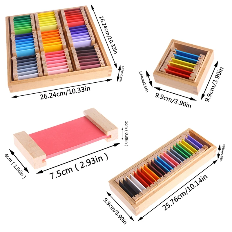 Montessori Sensorial Material Learning Color Tablet Box 1/2/3 Wood ...
