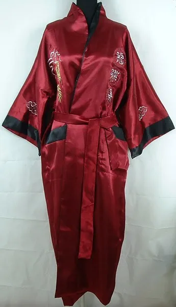 Novelty Reversible Red Black Men's Satin Polyester Robe Two Face ...