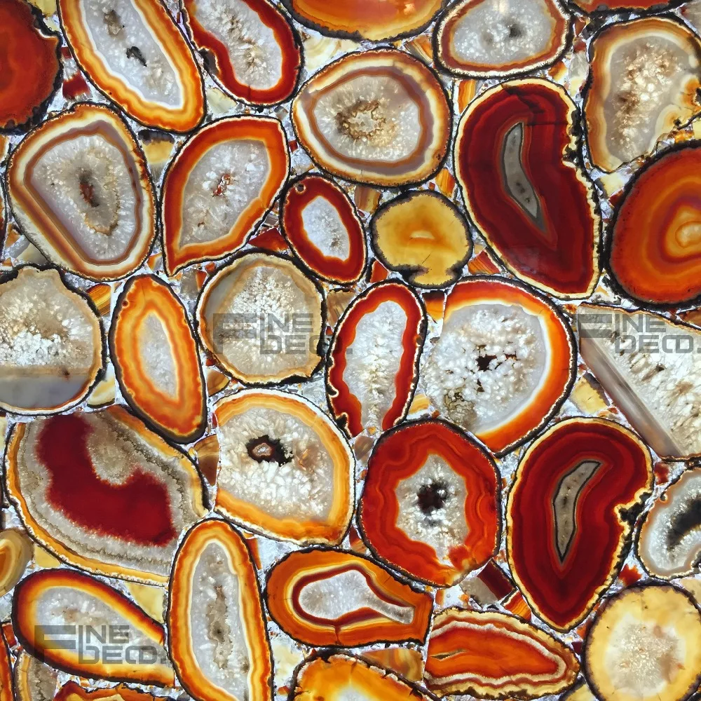 orange color natural agate precious stone customized countertop-in ...