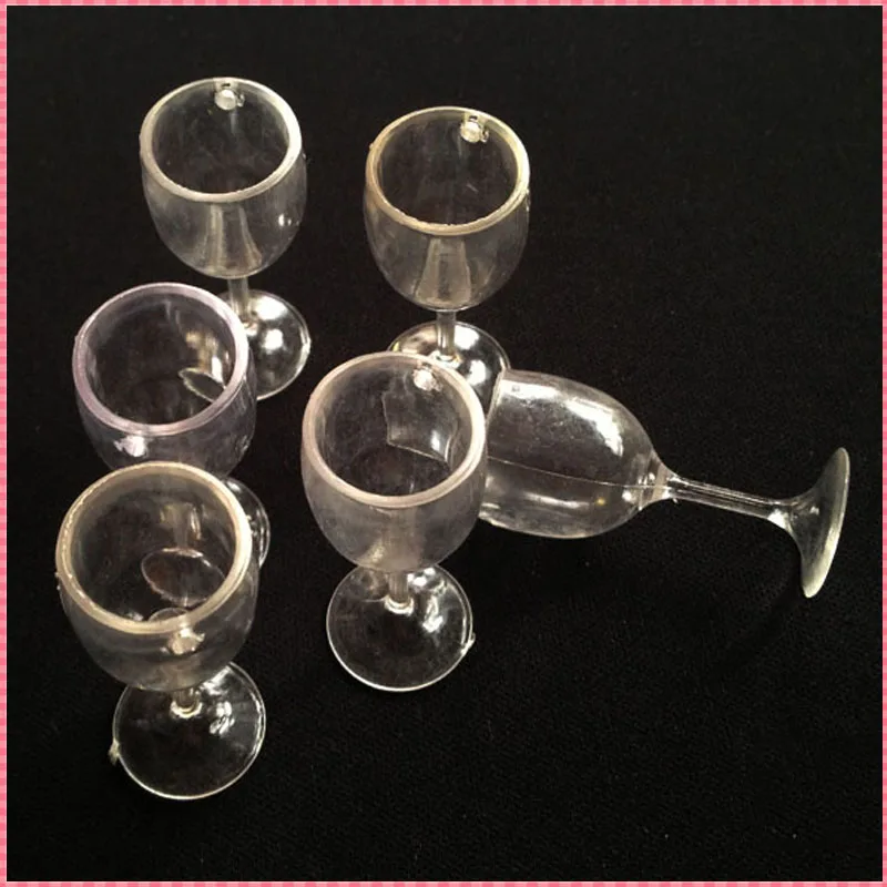 20pcslot Plastic Crafts Mini Fake Wine Glass Goblet Cup Home Decoration Miniature Glass Model