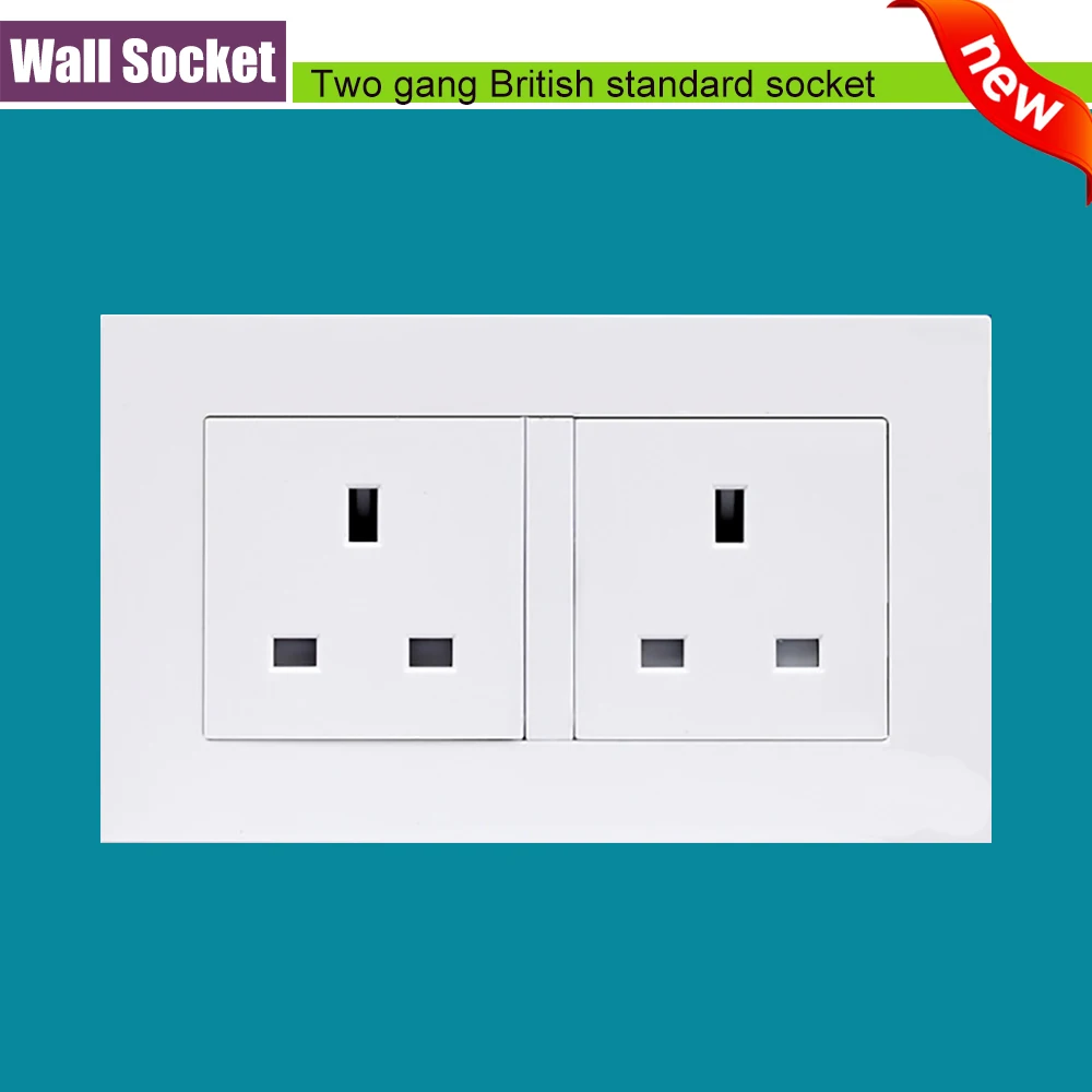 Wall Electric socket outlet panel 2 gang13A UK Standard Power Socket ...