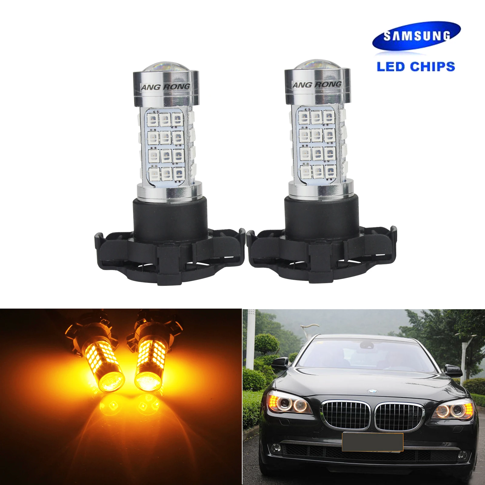 ANGRONG 2x45 Вт Янтарная PY24W PSY24W лампа SAMSUNG светодиодный ...