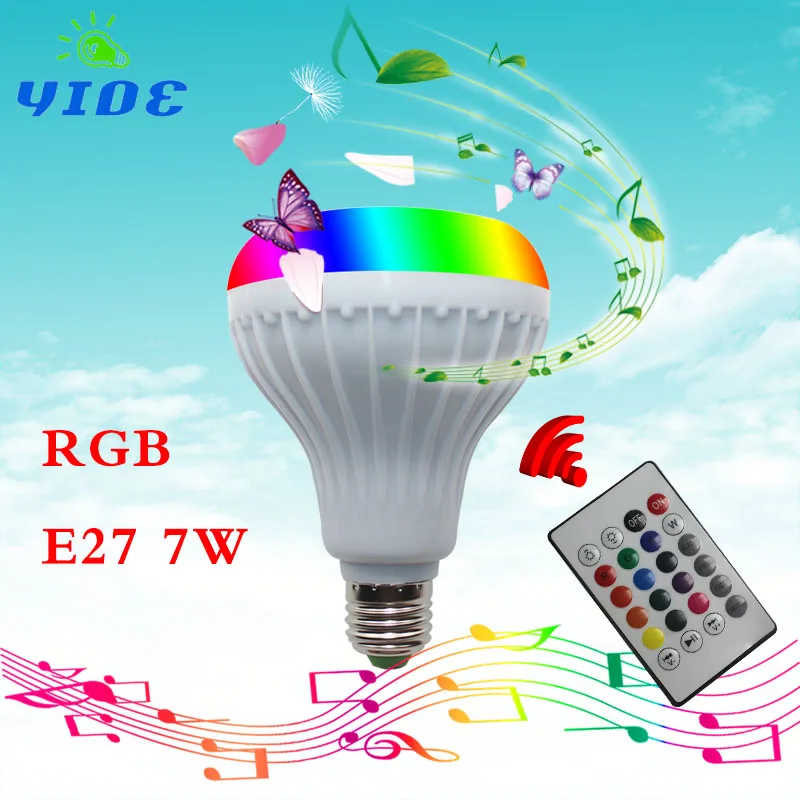 RGB audio light bulb E27 16color changeable wireless Bluetooth ...