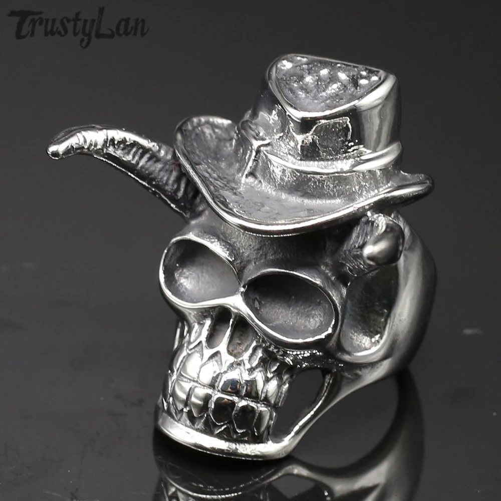 Devil Ring MENDEL Men's Gothic Punk Devil Biker Skull Ring – Stainless ...