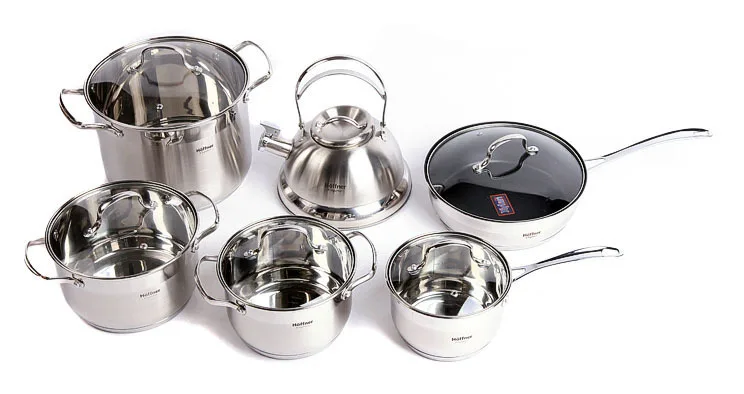 German Brand Cooking Pots Hoffner 12pc Of Multi purpose Stainless Steel ...